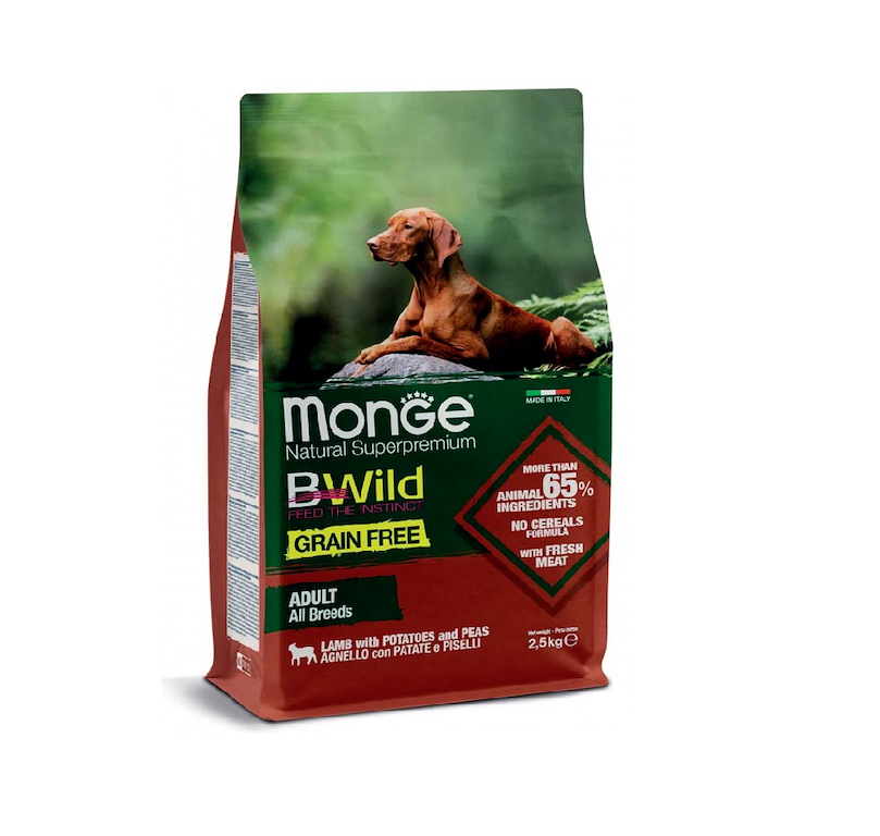 MONGE BWILD Grain Free DOG All Breeds Adult jagnjetina/krompir/grašak 2,5kg