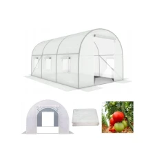 ModernHome Plastenik tunnel, 3x2x2 m, multi-season, metalni ram, bela folija, 2 ulaza