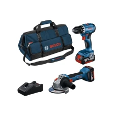 BOSCH plavi alat Set alata 18V GSR+GWS+2x4.0Ah+GAL+Mtorba