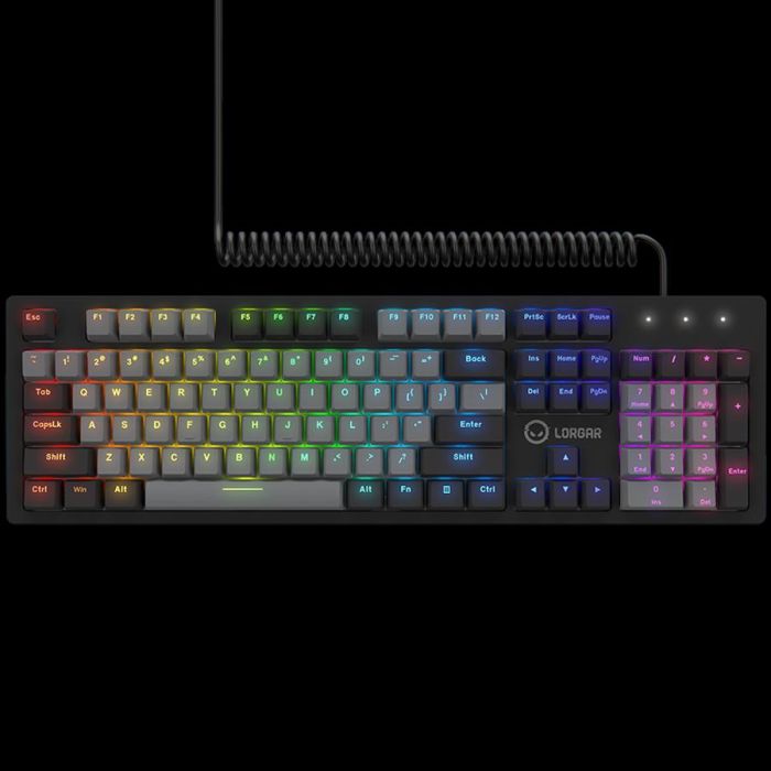 LORGAR Azar 514, Wired mechanical gaming keyboard, RGB backlight, 1680000 colour variations, 18 modes, keys number: 104, 50M clicks, linear dream switches, spring cable up to 3.4m, ABS plastic+met...