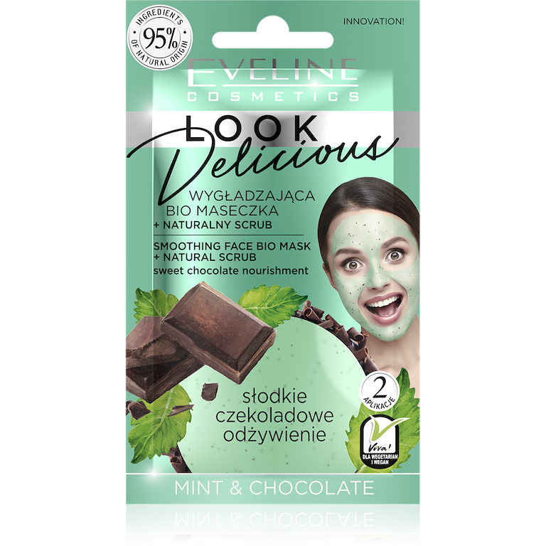 EVELINE - LOOK DELICIOUS UGLAĐUJUĆA BIO MASKA ZA LICE + PILING sa čokoladom 10ml