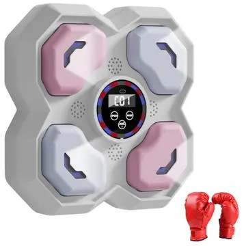 T-9612 KID'S SMART MUSIC BOXING MACHINE WITH 9 SPEEDS AND GLOVES - WHITE