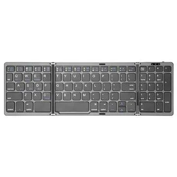 B089 FOLDABLE WIRELESS KEYBOARD WITH NUMBERS AREA - 81 KEYS - GREY