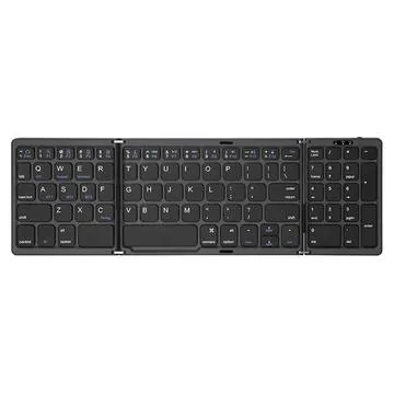 B089 FOLDABLE WIRELESS KEYBOARD WITH NUMBERS AREA - 81 KEYS - BLACK
