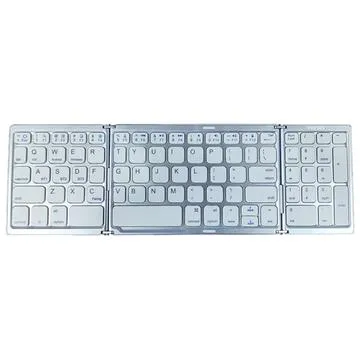 B089 FOLDABLE WIRELESS KEYBOARD WITH NUMBERS AREA - 81 KEYS - SILVER