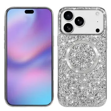 IPHONE 17 PRO MAX ELECTROPLATED GLITTER CASE - MAGSAFE COMPATIBLE - SILVER