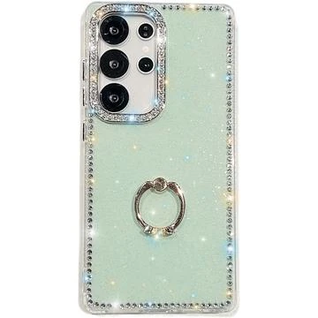 SAMSUNG GALAXY S25 ULTRA CRYSTALGLOW HYBRID CASE WITH RING HOLDER - GREEN