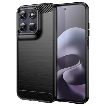 MOTOROLA MOTO G77/G67 BRUSHED TPU CASE - CARBON FIBER - BLACK