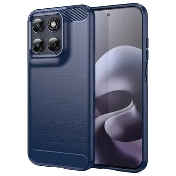 MOTOROLA MOTO G77/G67 BRUSHED TPU CASE - CARBON FIBER - BLUE