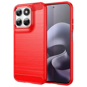 MOTOROLA MOTO G77/G67 BRUSHED TPU CASE - CARBON FIBER - RED