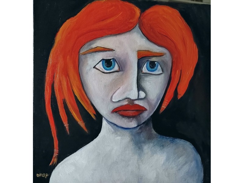Crvenokosa - Ulje na platnu 30 x 30 cm