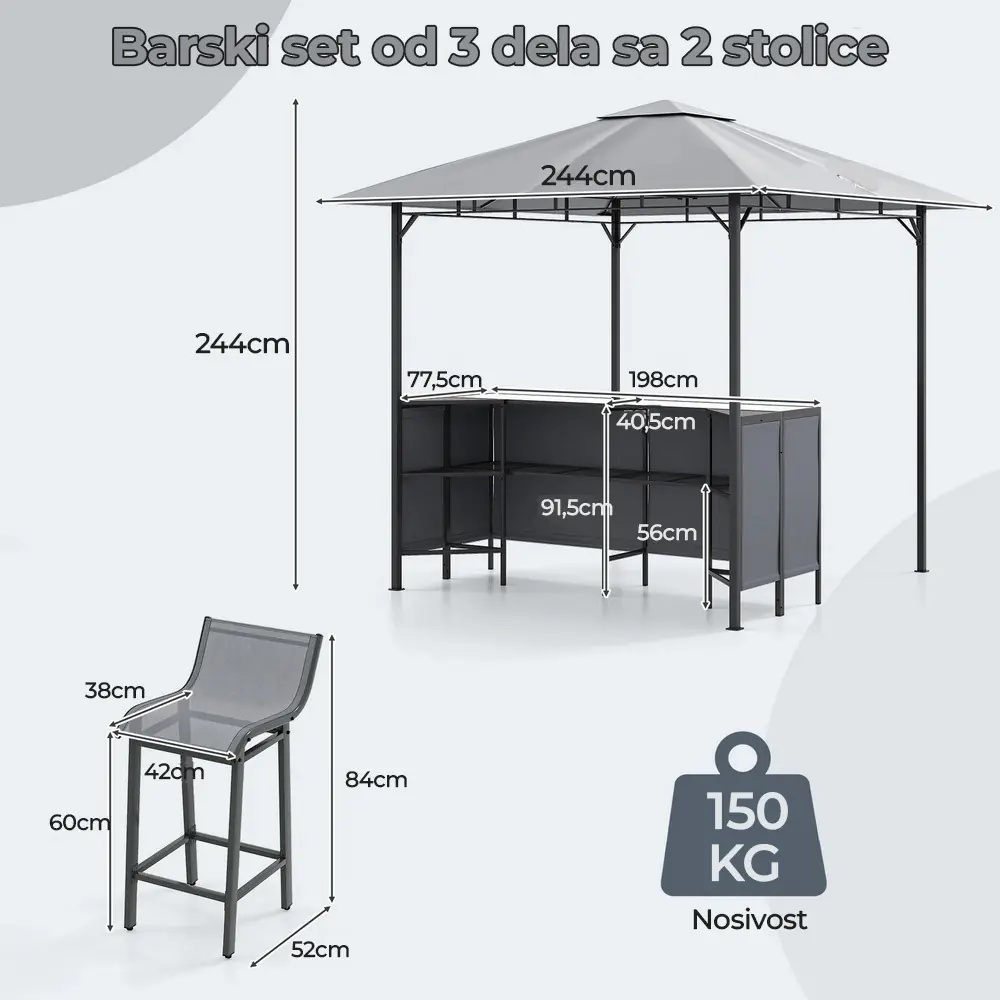 Paviljon Bar sa Dve Stolice 245x245cm