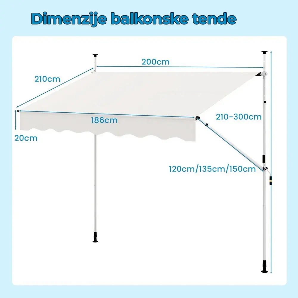 Balkonska Tenda Bež 200x120cm