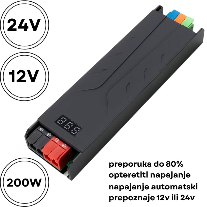 MEGGA, ADAPTIIVNO NAPAJANJE 200W 12V-24V 189*51*27 IP20, 000051