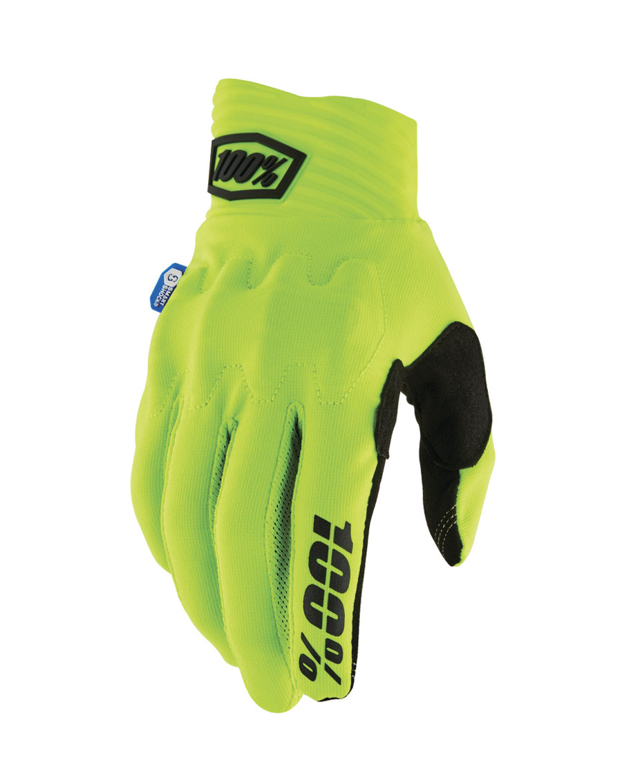 100% moto rukavice Cognito Smart Shock fluo žute