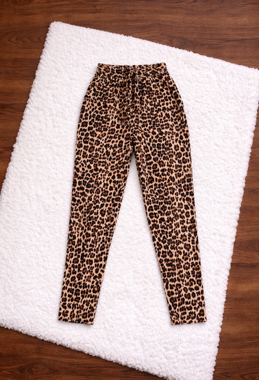 Leopard pantalone, visok struk