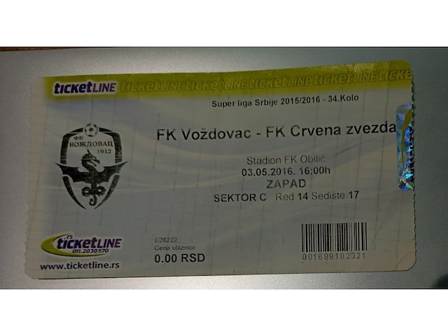FUDBAL: VOZDOVAC - CRVENA ZVEZDA 03.05.2016