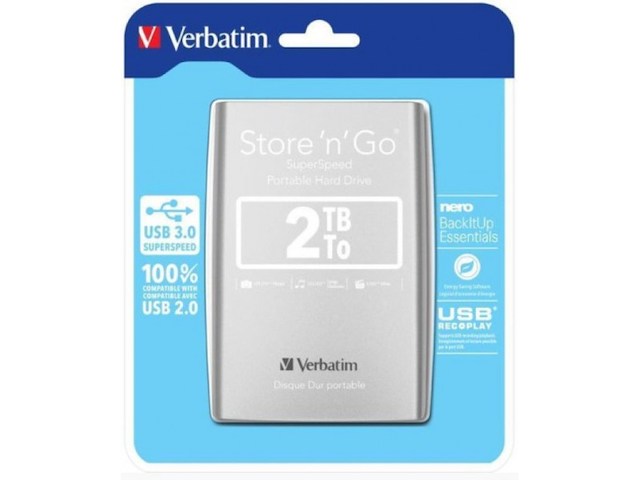 Verbatim EHV53189 SILVER 2TB, 2.5inc, Eksterni hard disk  USB 3.0