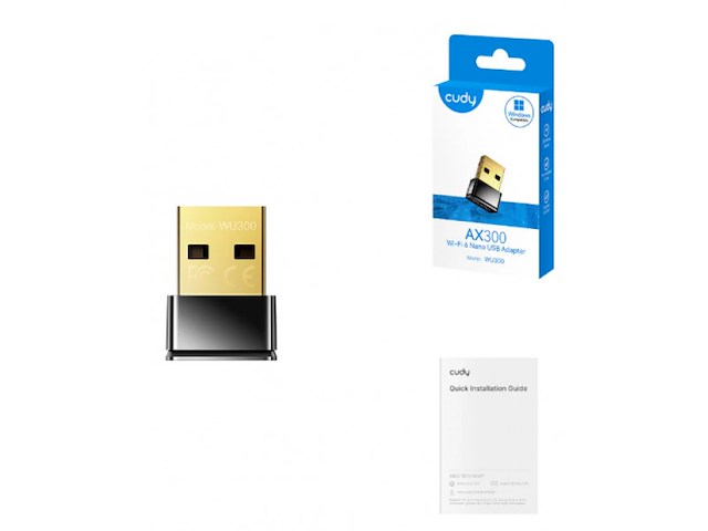 Cudy WU300, AX300 Wi-Fi 6 Nano USB adapter, 2.4 GHz, 286 Mbps