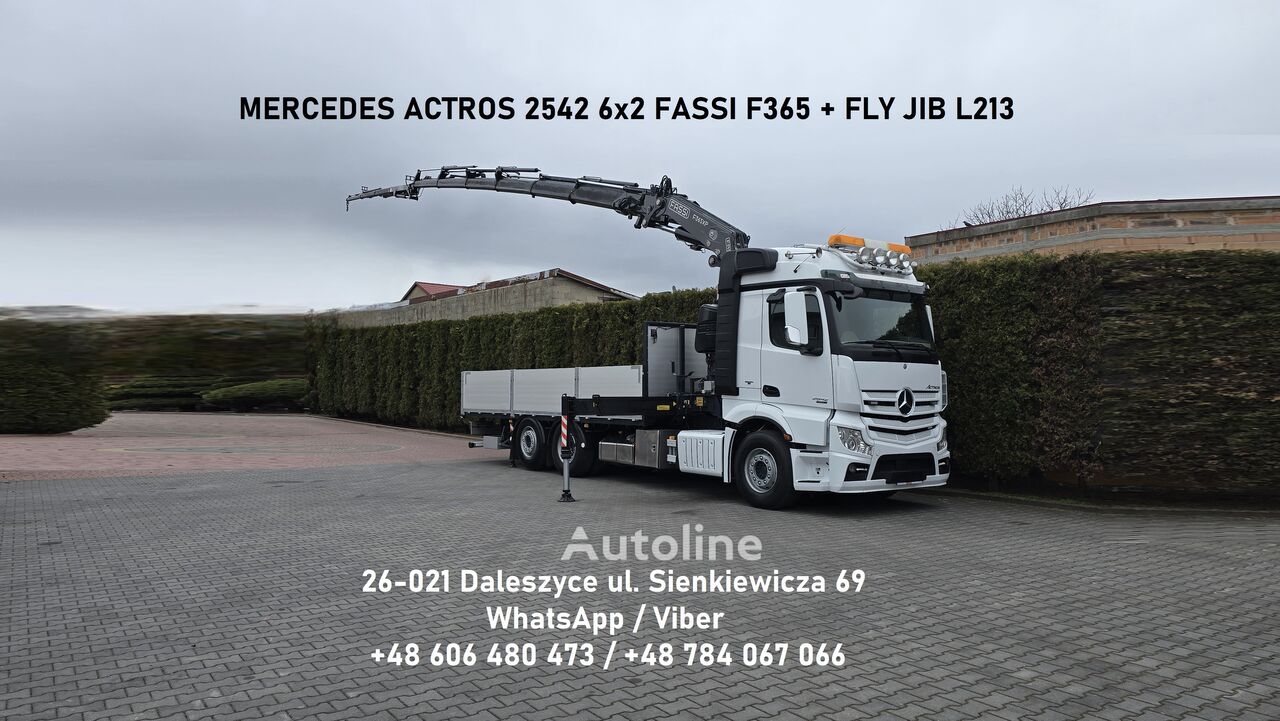 Mercedes-Benz ACTROS 2542 6x2 FASSI F365 + JIB kamion s ravnom platformom