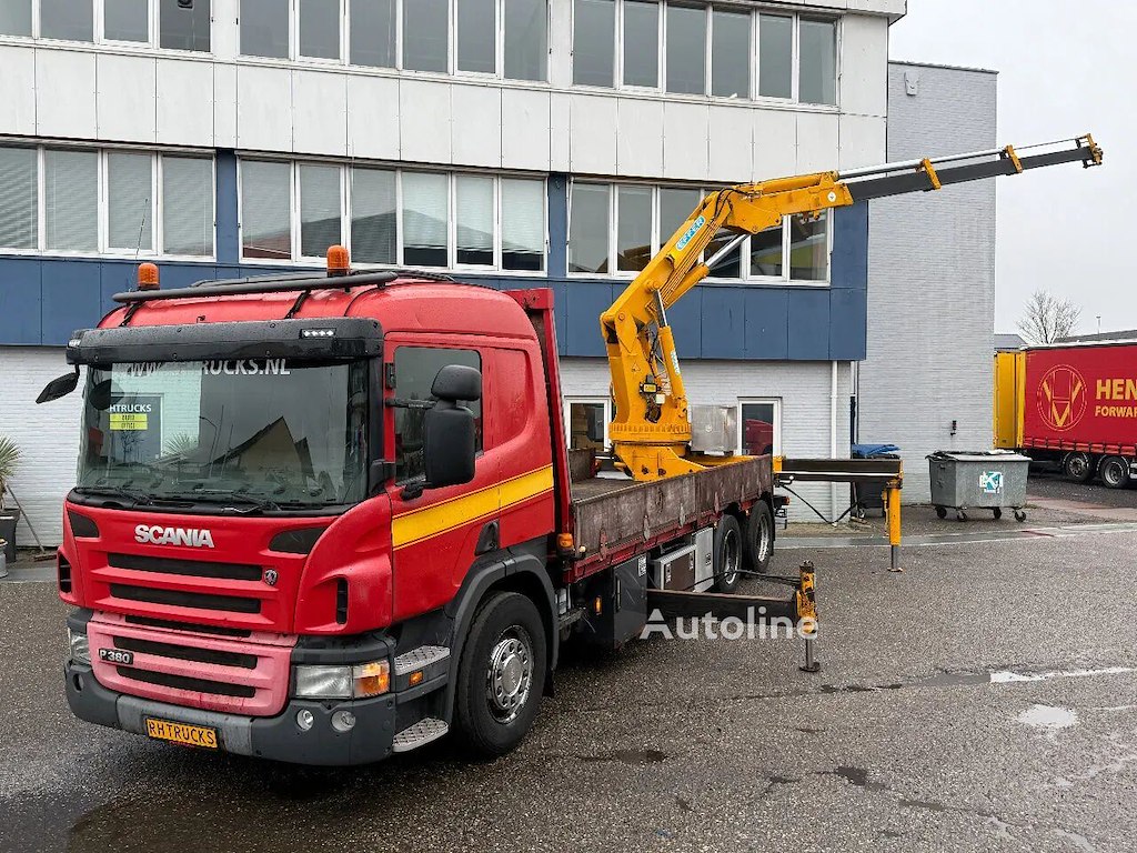 Scania P380 6X2 + EFFER 43 TON/M + REMOTE CONTROL kamion s ravnom platformom