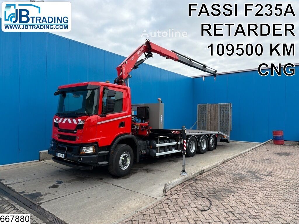 Scania G 410 XT EURO 6e, CNG, 8x4, Retarder, Fassi autotransporter