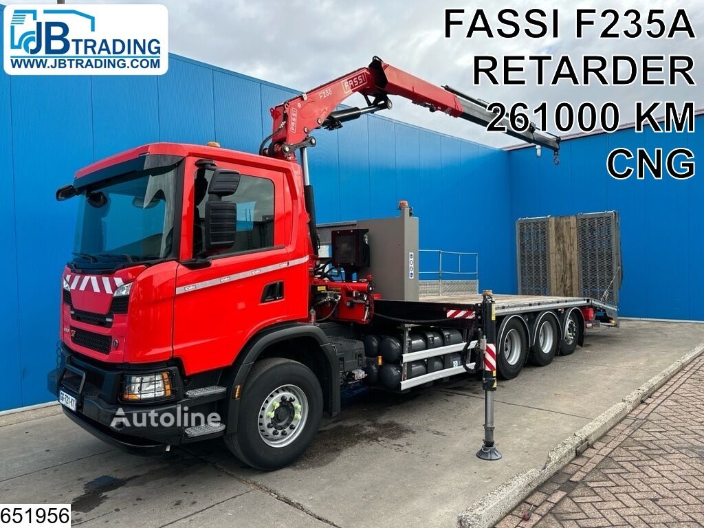 Scania G 410 XT EURO 6e, CNG, 8x4, Retarder, Fassi autotransporter