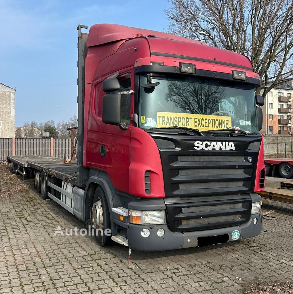 Scania R380 4x2 + 2 axel trailer manual 3 units kamion platforma + prikolica platforma