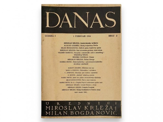 Časopis Danas 2 /Krleža, Bogdanović, 1934/