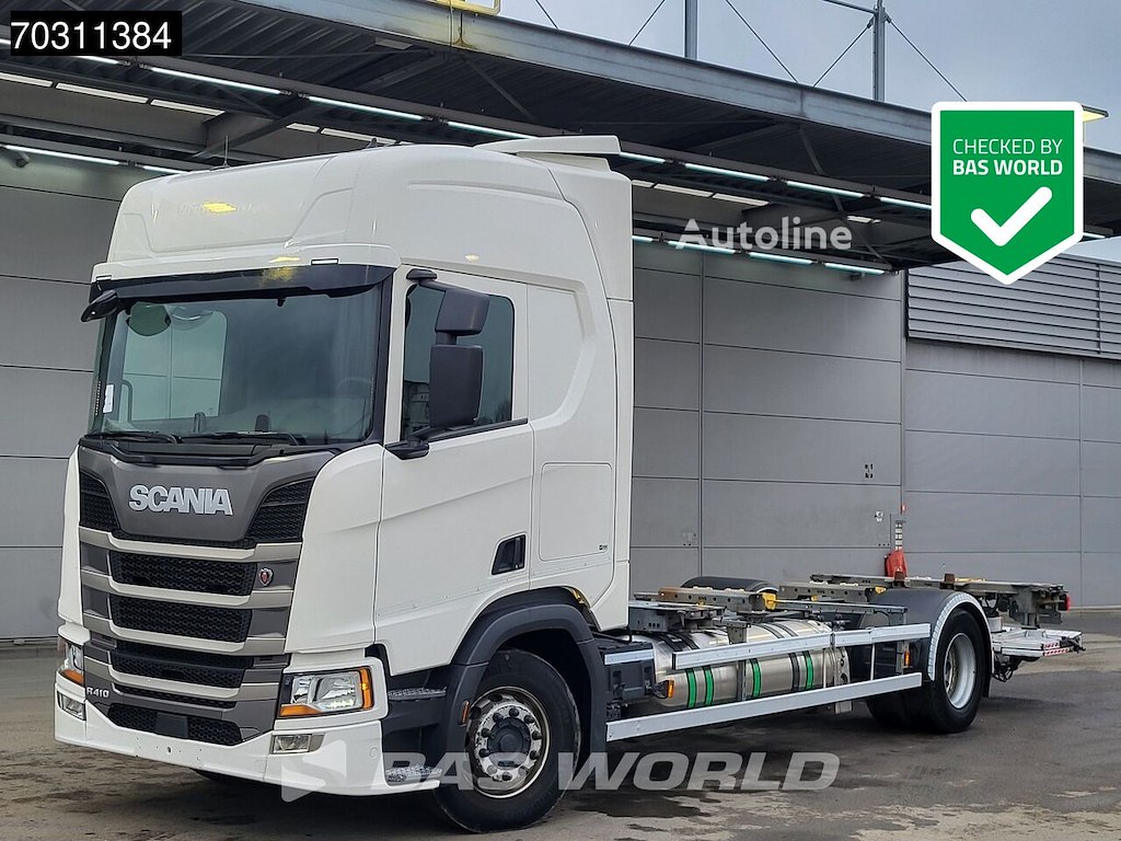 Scania R410 4X2 LNG Engine BDF 1500kg Ladebordwand Retarder Euro 6 vozilo za prevoz kontejnera