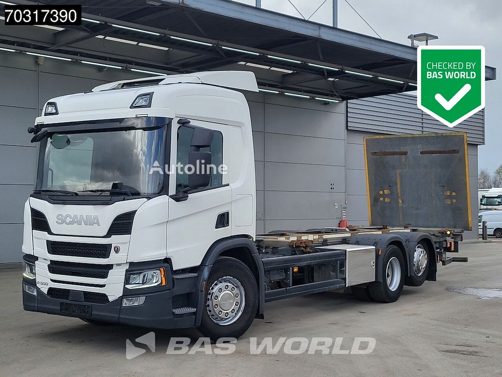 Scania P500 P 6X2 BDF Lift+steering axle 2500kg Ladebordwand Retarder E vozilo za prevoz kontejnera