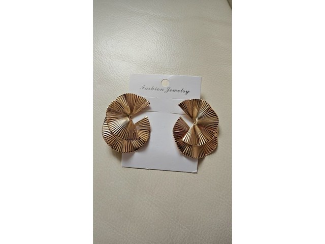Circle fan spiral gold stud minđuše, novo