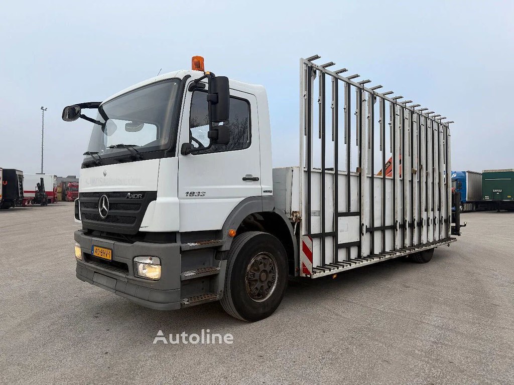 Mercedes-Benz Axor 1833 met Palfinger PK12000 kraan, Remote controle, glas vozilo za prevoz stakla