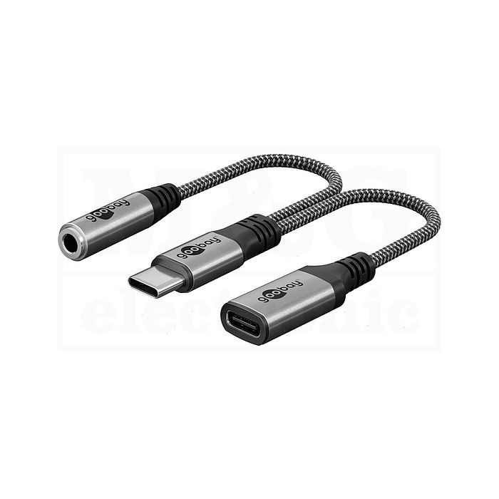 KABL USB C MUŠKI > USB C ŽENSKI + 3,5 mm ŽENSKI