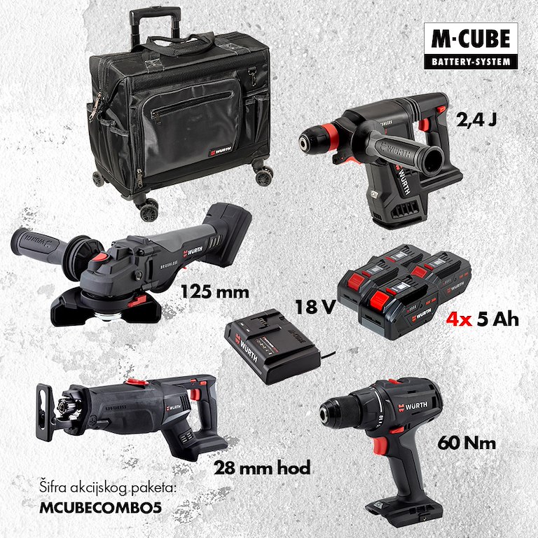 Bušilica + SDS + Brusilica + Sabljarka + 4x5Ah