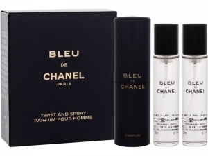Chanel Bleu De Chanel Parfum M 3x20ml (refills + purse) Twist and Spray