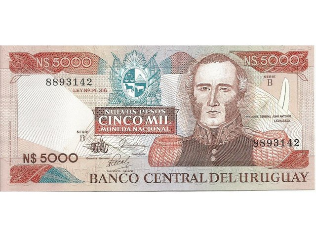 URUGUAY Urugvaj 5000 nuevos pesos 1985. UNC