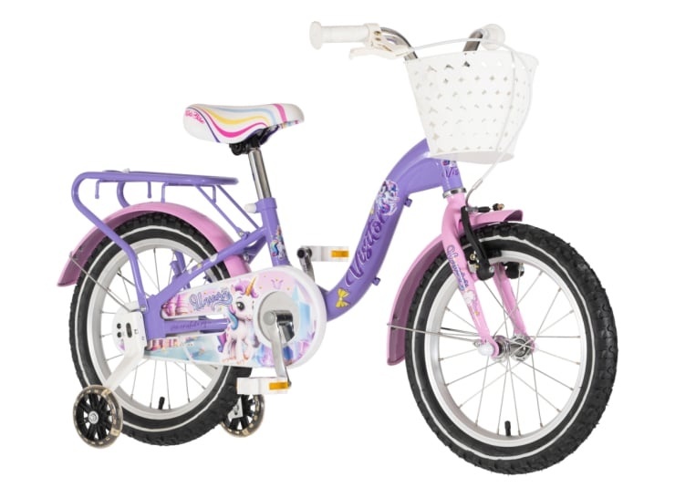 Bicikl kids visitor unicorn 16" 9" v-brake kontra 105-125cm (16") ljubičasti 1160122ID: EK000842456
