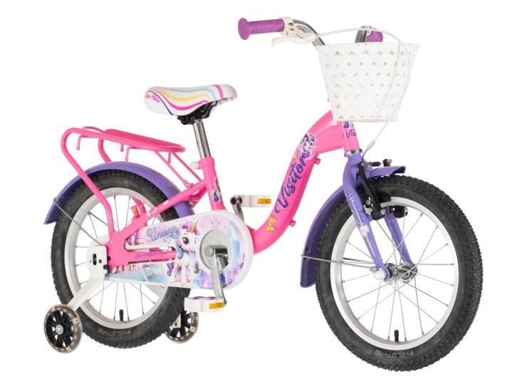 Bicikl kids visitor unicorn 16" 9" v-brake kontra 105-125cm (16") roze uv sjaj 1160121ID: EK000842483