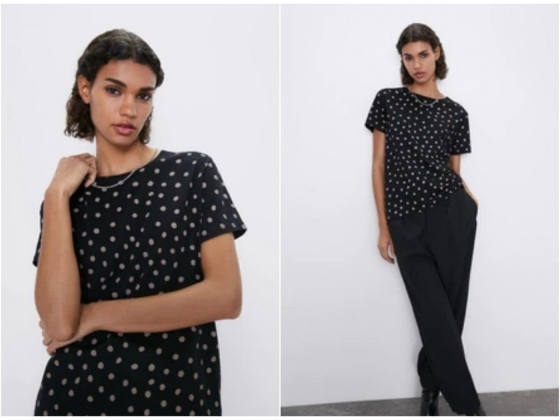 **ZARA** pamučna bluza sa polka dot dezenom - Vel. XL