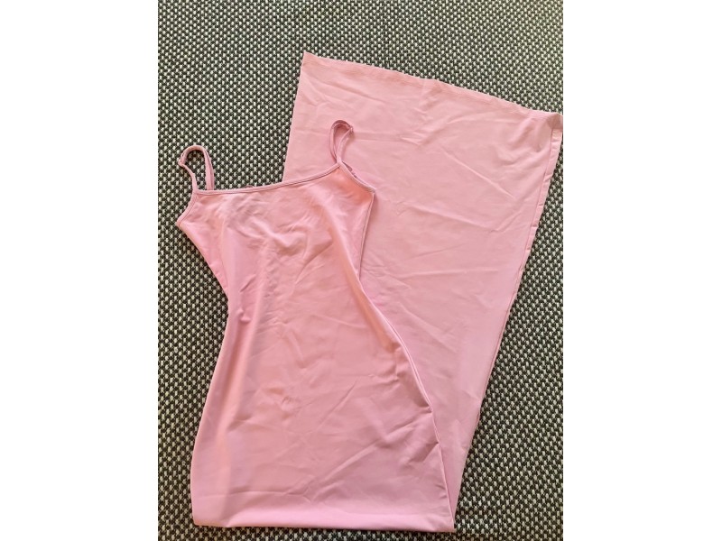 Bershka pink duga haljina, XS vel, nova