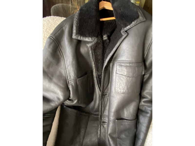 Monton, kožna muška bunda, shearling, XXl