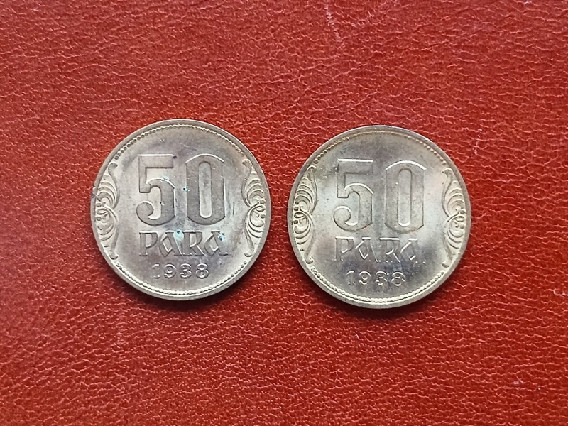 ALUMINIJUM - BRONZA - 2 KOVANICE 50 PARA 1938 GODINA
