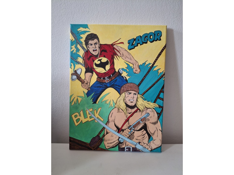 Zagor I Blek - Slika akril na platnu