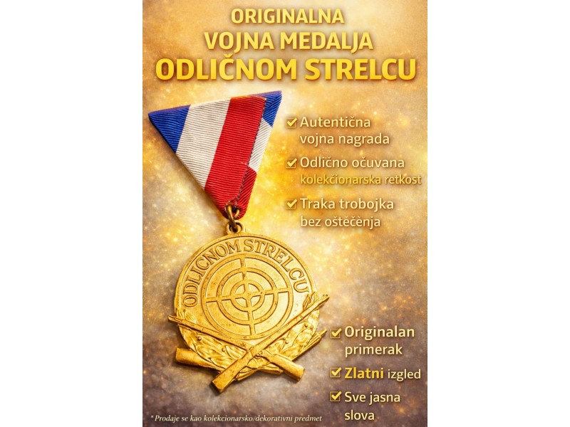 ORIGINALNA VOJNA MEDALJA – ODLIČNOM STRELCU
