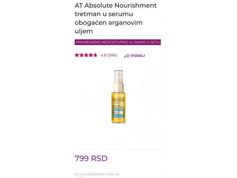 Avon AT serum za kosu sa Arganovim uljem-novo
