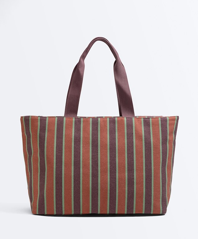 Prugasta platnena shopper torba