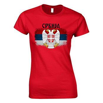 Crvena ženska majica "Srpska zastava"