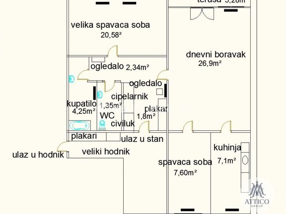 Trosoban stan za adaptaciju u samom centru Novog Sada – 77m²