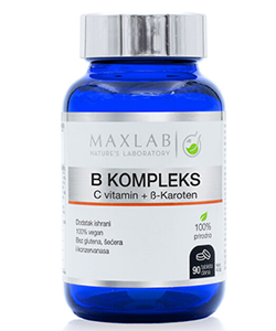 MAXLAB B KOMPLEKS SA VITAMINOM C I BETA KAROTENOM
90 TABLETA